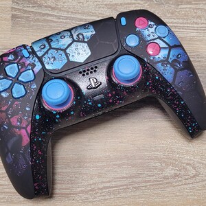 WOW Playstation/ps5 Custom Controller Honey Comb W/multi Color Splatter ...