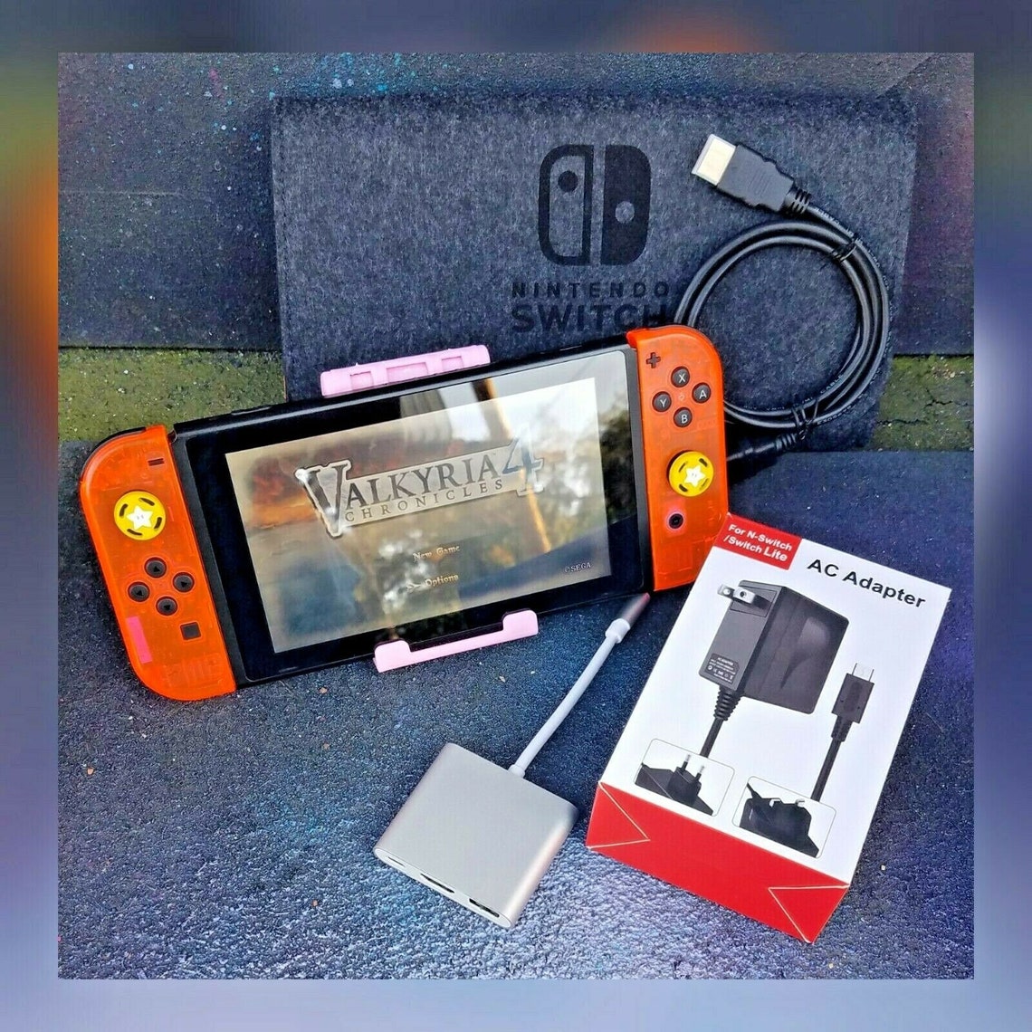 Nintendo Switch Custom Neon Orange With Yellow Caps on | Etsy