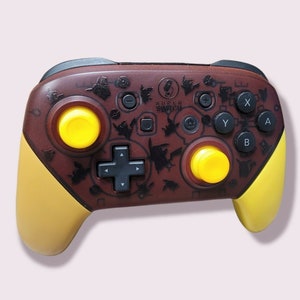 VERY UNIQUE Nintendo Switch Pro Custom Dark Red & Yellow Pokemon ...
