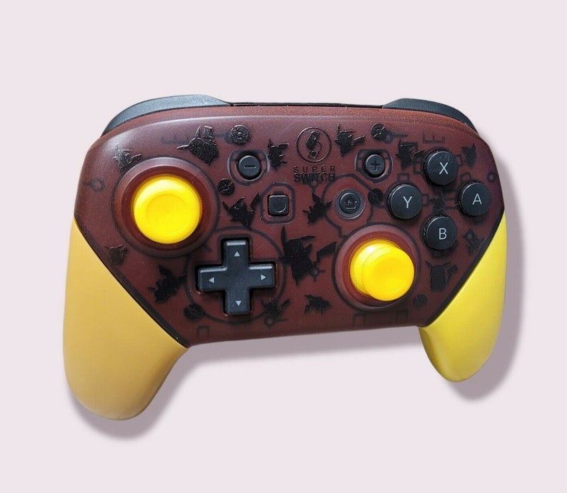 VERY UNIQUE Nintendo Switch Pro Custom Dark Red & Yellow Pokemon ...