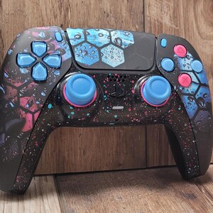 WOW Playstation/ps5 Custom Controller Honey Comb W/multi Color Splatter ...