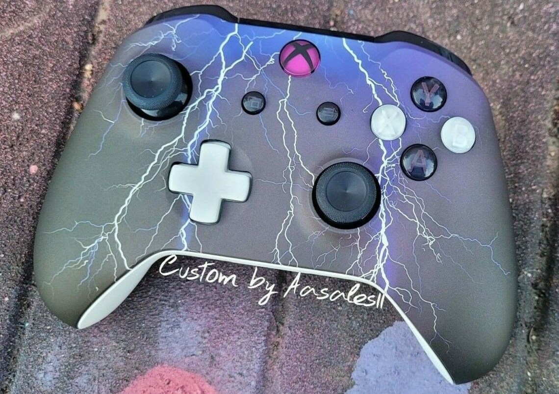 Xbox One S Model 1708 Wireless Controller Custom Thunder Soft Touch ...