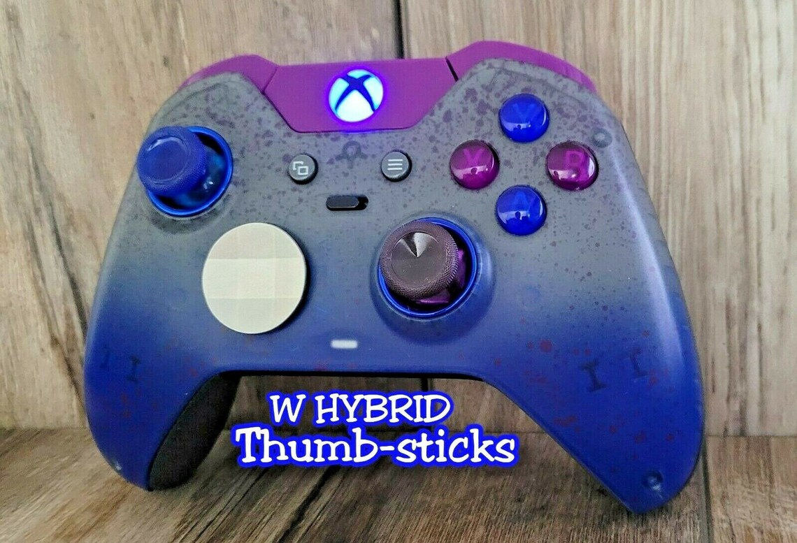Xbox One Elite Wireless Controller Custom Ombre & Splatter Blue Led W ...