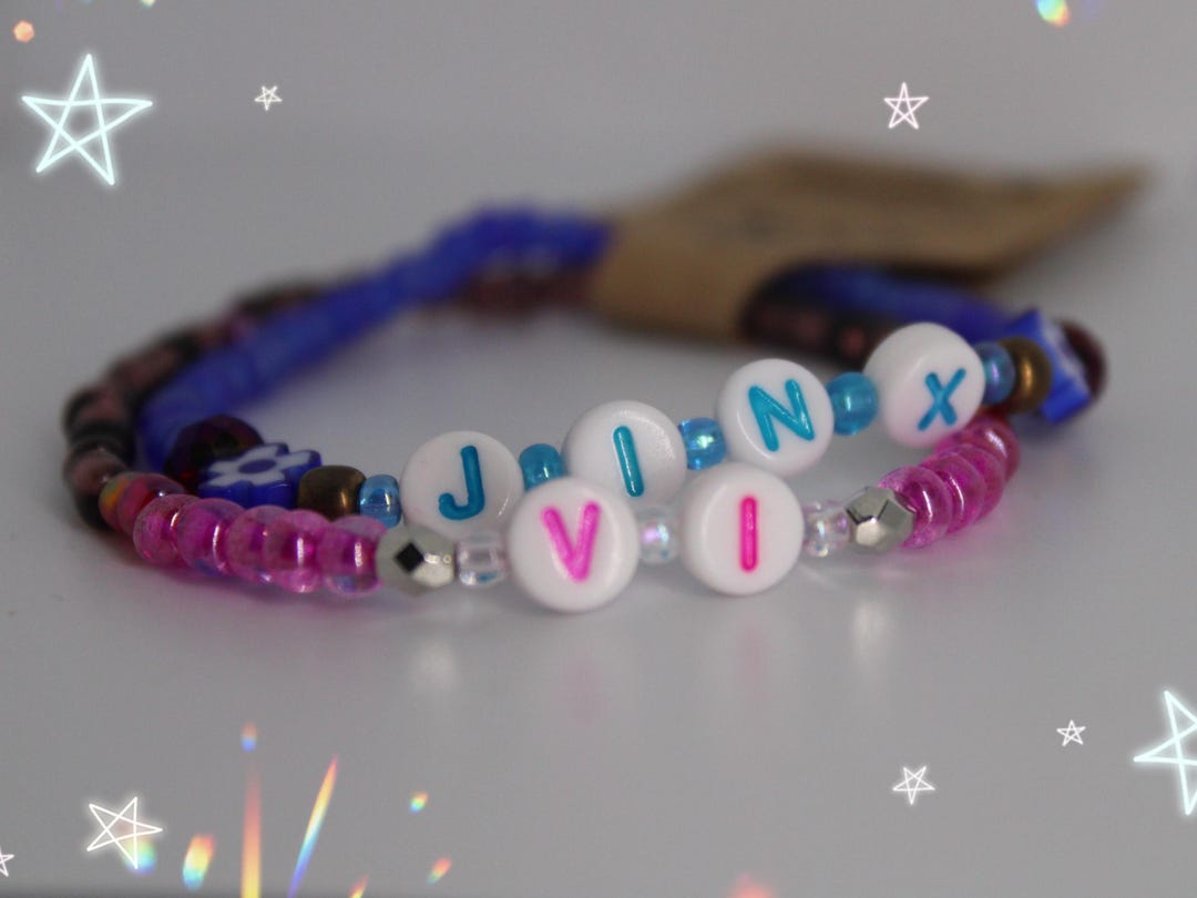 Jinx + Vi Bracelet Set - Elastic Letter Bracelets - Handmade Jewelry ...