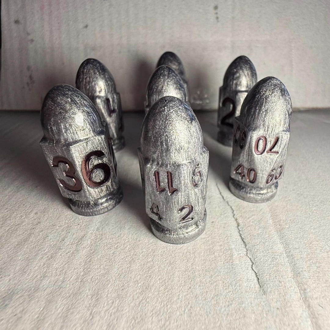 Dnd Novelty | Silver/brass Bullet Ammo Novelty Dice - Etsy