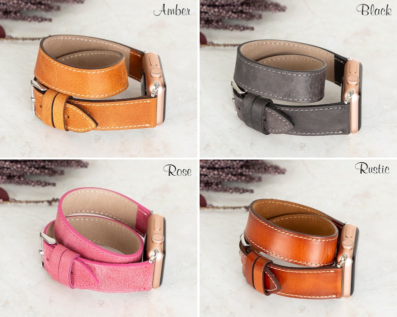 Gray Leather Dual Tour Watch Band Double Wrap Strap Double - Etsy