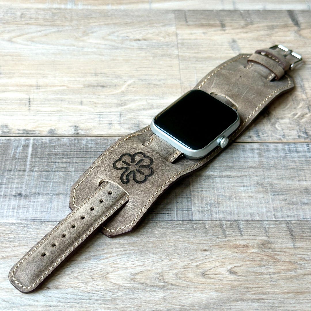 Customizable Leather Cuff Watch Strap, Handmade, Apple Watch Band 38 ...