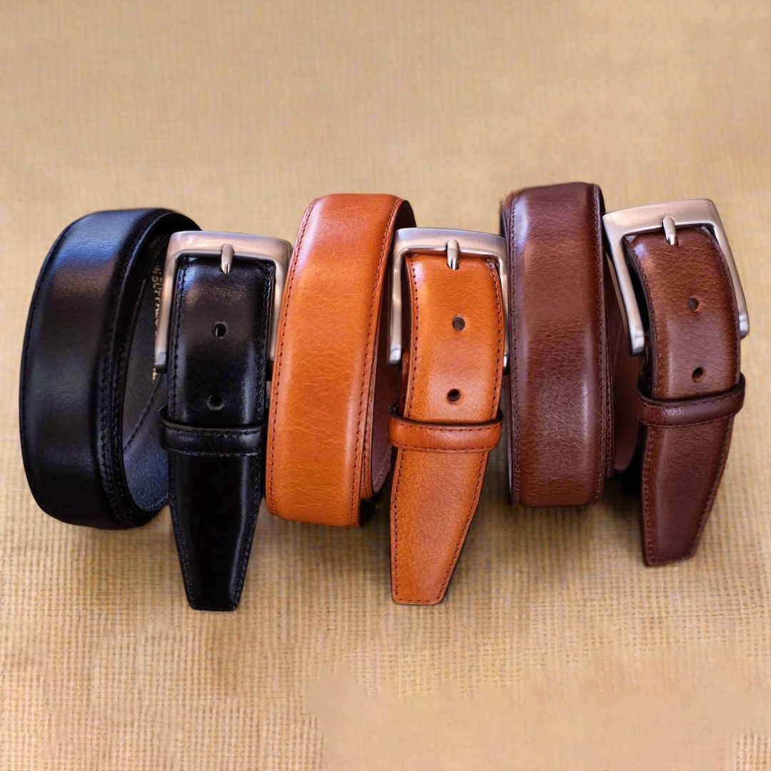 1.25" Buffalo Leather Dress Belt, Black, Brown, Tan: Handmade in ...