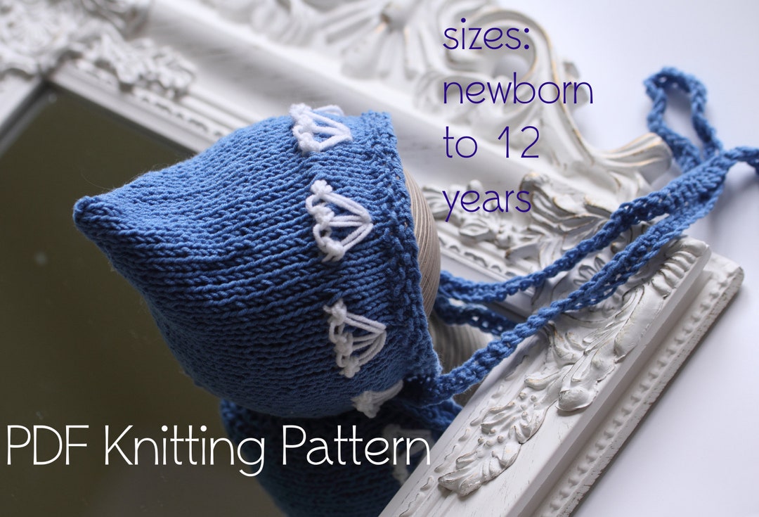PDF Knitting Pattern, Baby Bonnet, Diy Baby Shower Gift, Knitted Bonnet ...