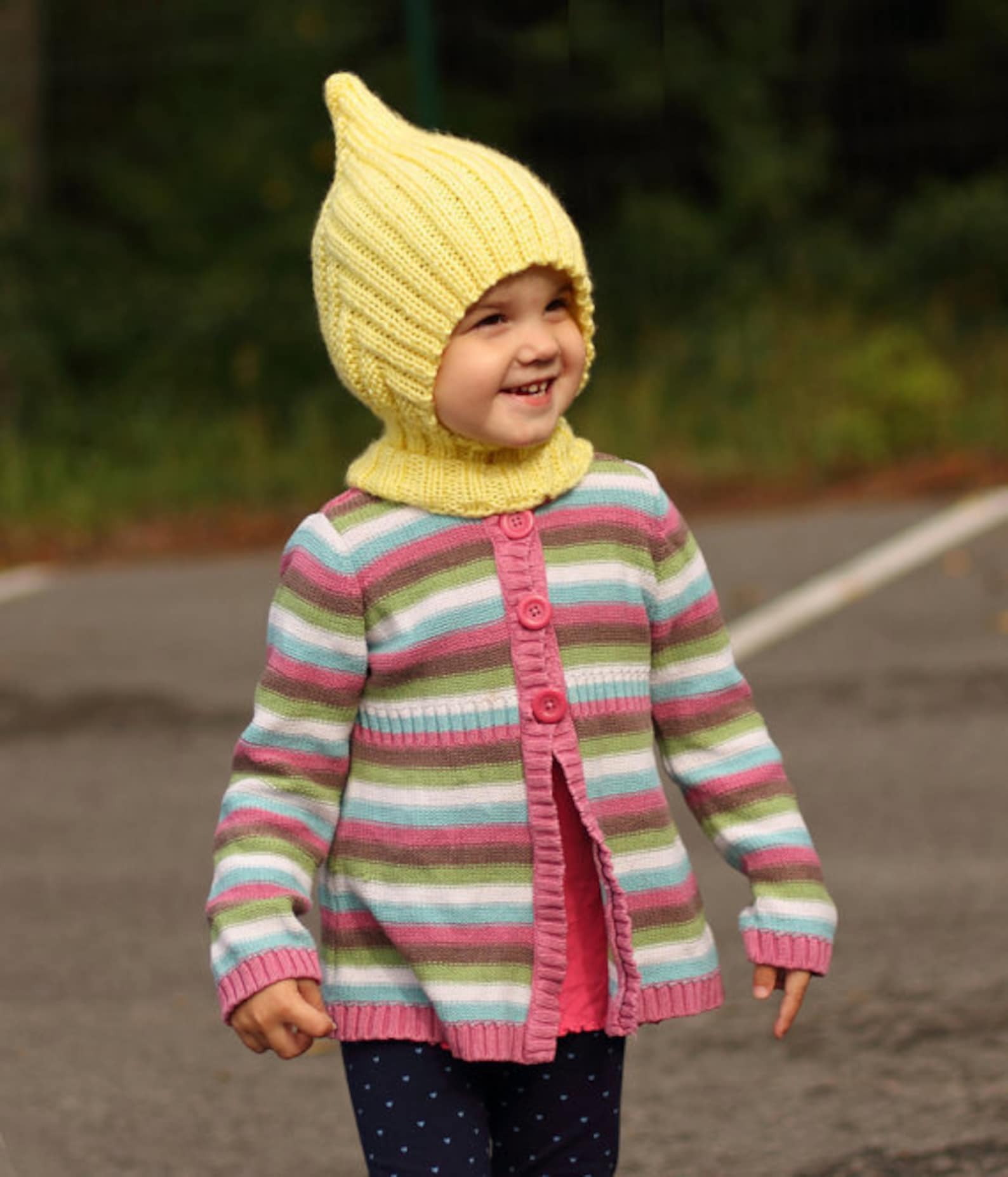 DOWNLOADABLE PDF PATTERN Balaclava Pixie Elf Hat Hooded Scarf Knitting ...