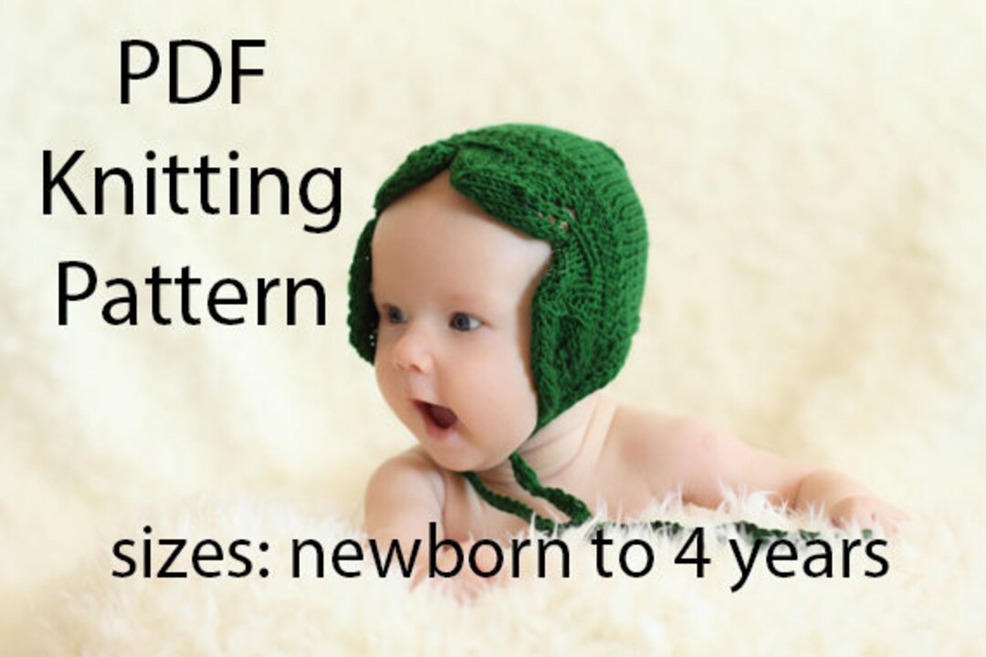 DOWNLOADABLE PDF PATTERN, Pdf Knitting Pattern, Baby Bonnet Knitting ...