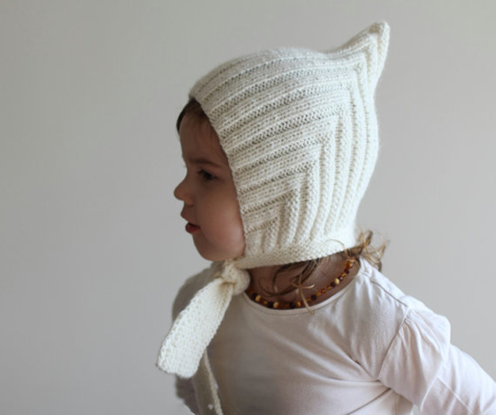 DOWNLOADABLE PDF PATTERN Elf Pixie Ribbed Bonnet With Wide Ties Easy ...