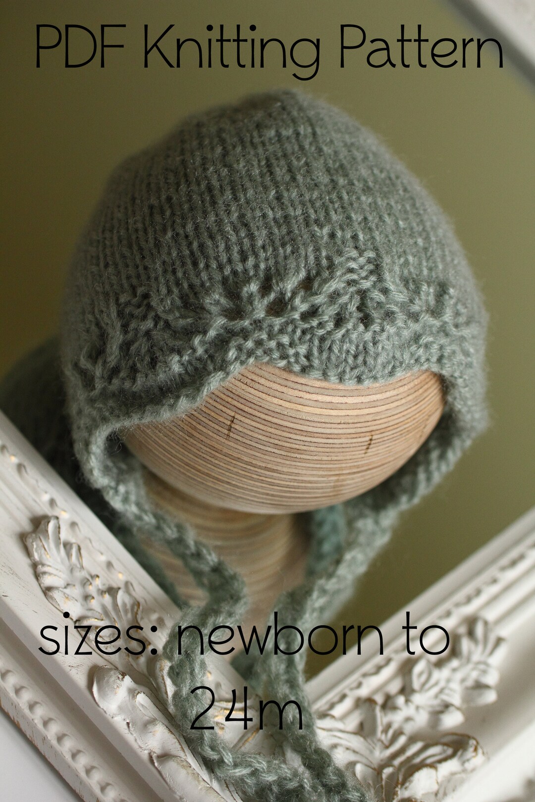 PDF KNITTING PATTERN, Baby Bonnet Pattern, Knit Bonnet Pattern, Knit ...