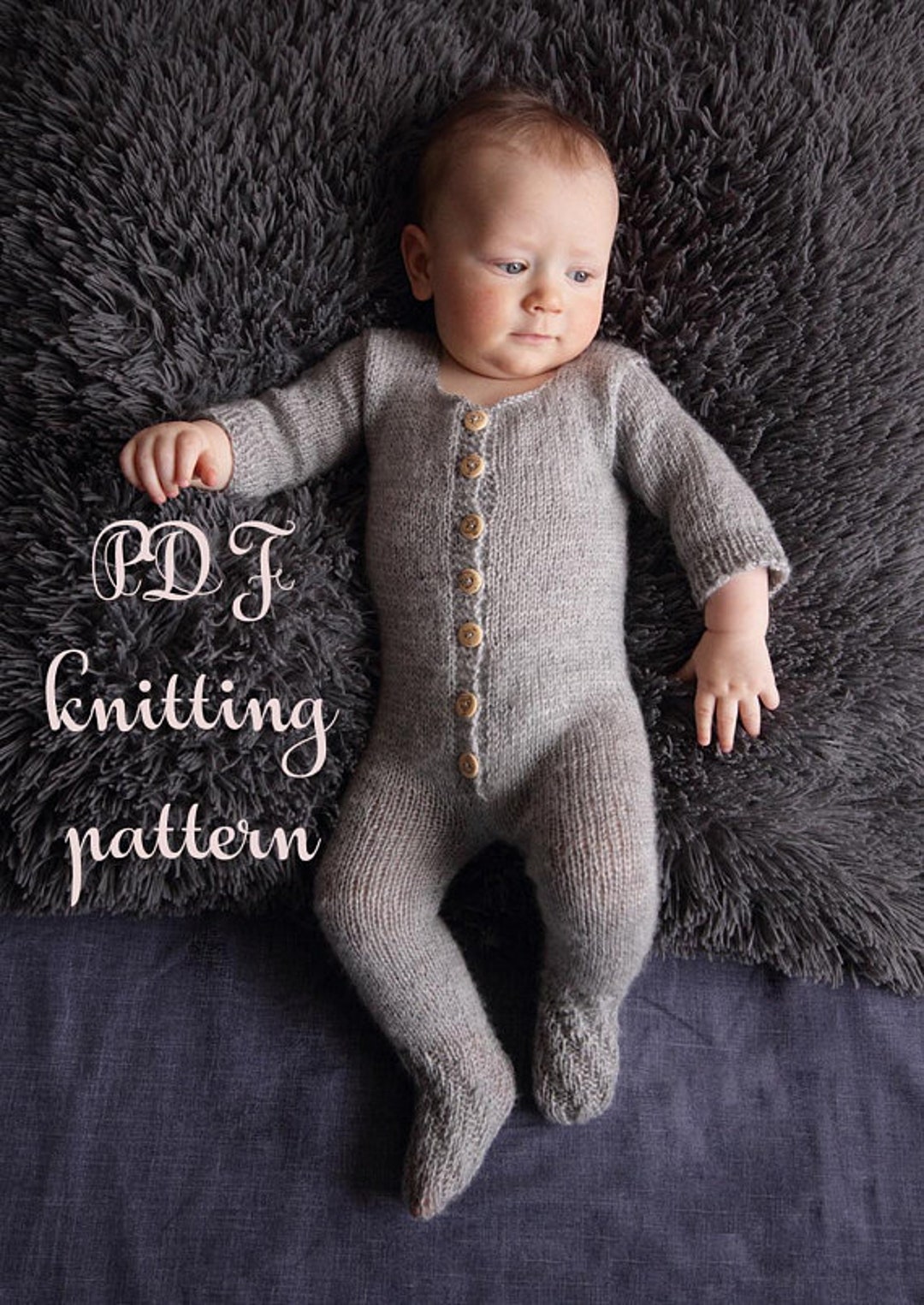 DOWNLOADABLE PDF PATTERN, Knitting Pattern, Romper Pattern, Newborn ...