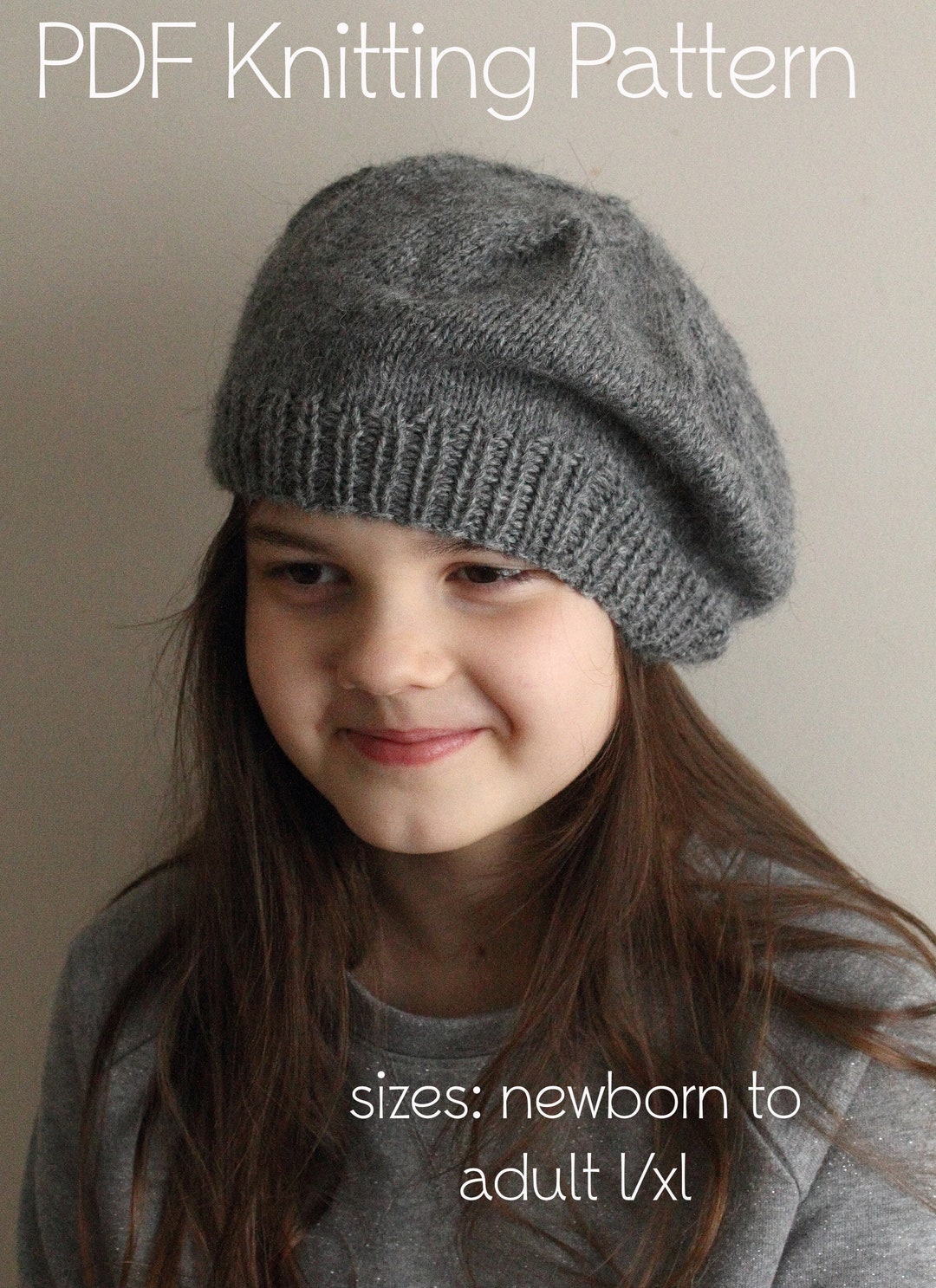 PDF Knitting Pattern, Beret Knitting Pattern, Newborn to Adult Size ...