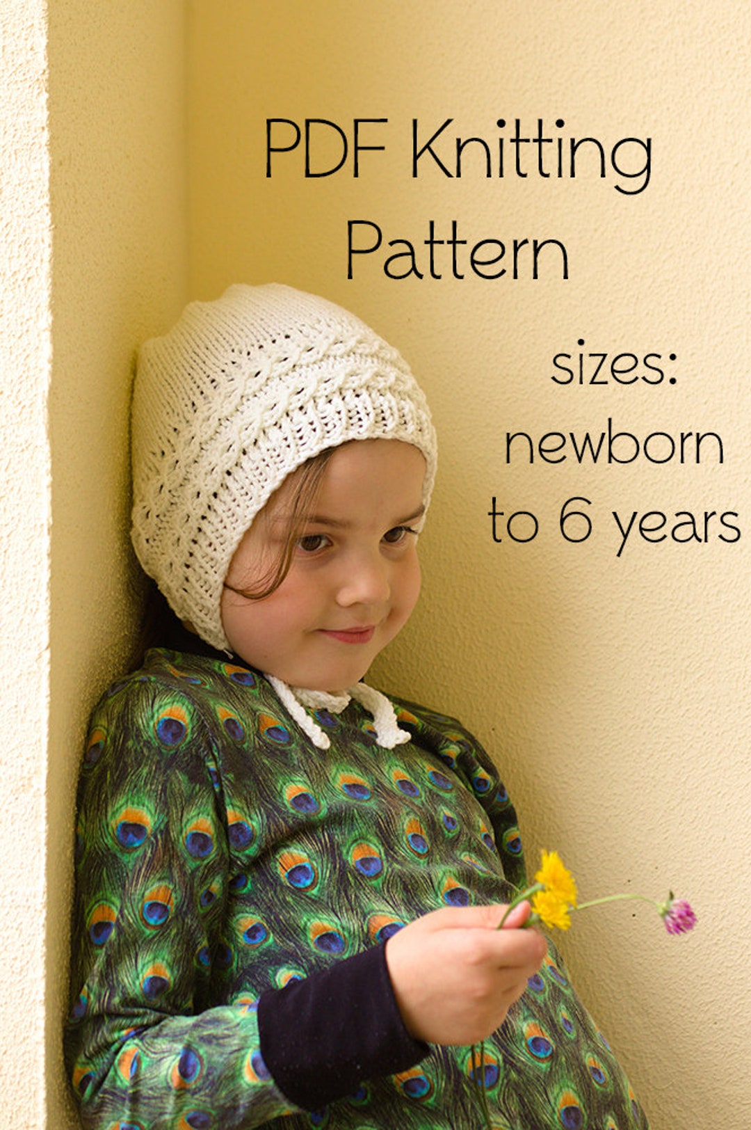 PDF Knitting Pattern, Baby Bonnet Knitting Pattern, Hat Knit Pattern ...