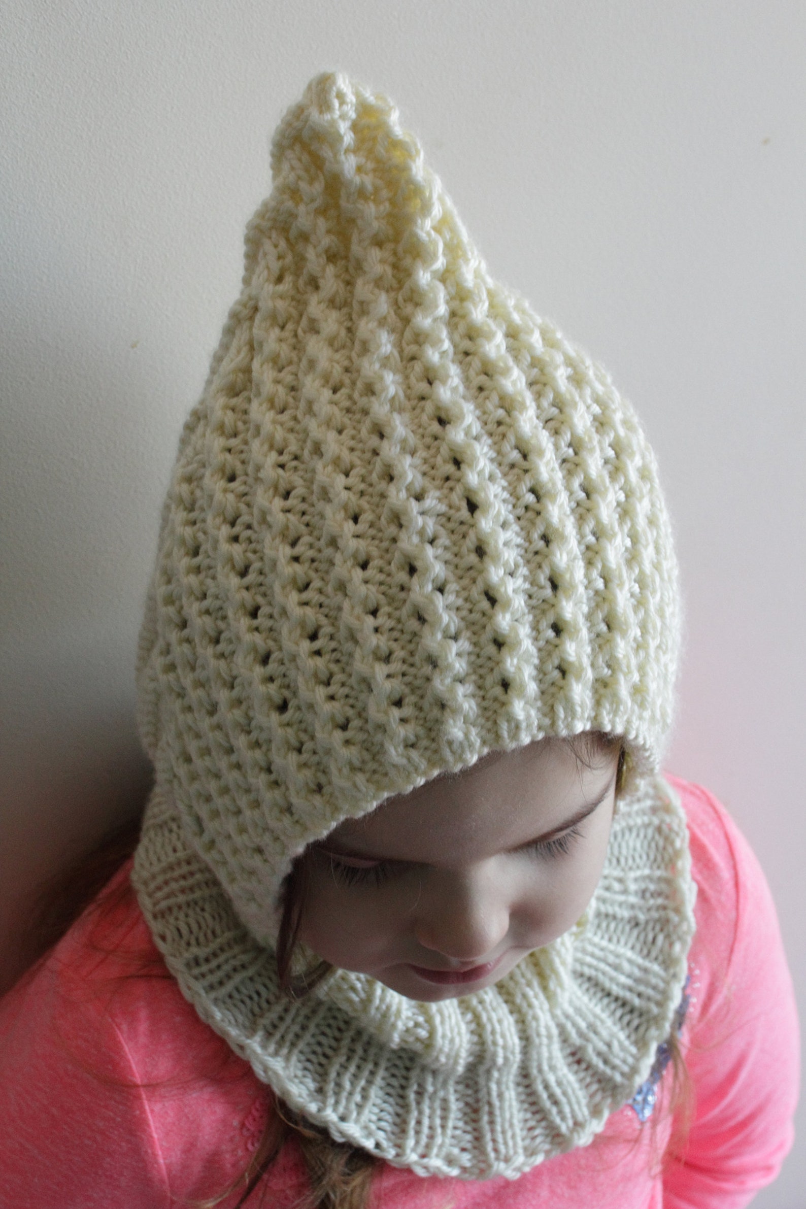 DOWNLOADABLE PDF PATTERN Balaclava Pixie Elf Hat Hooded Scarf Knitting ...