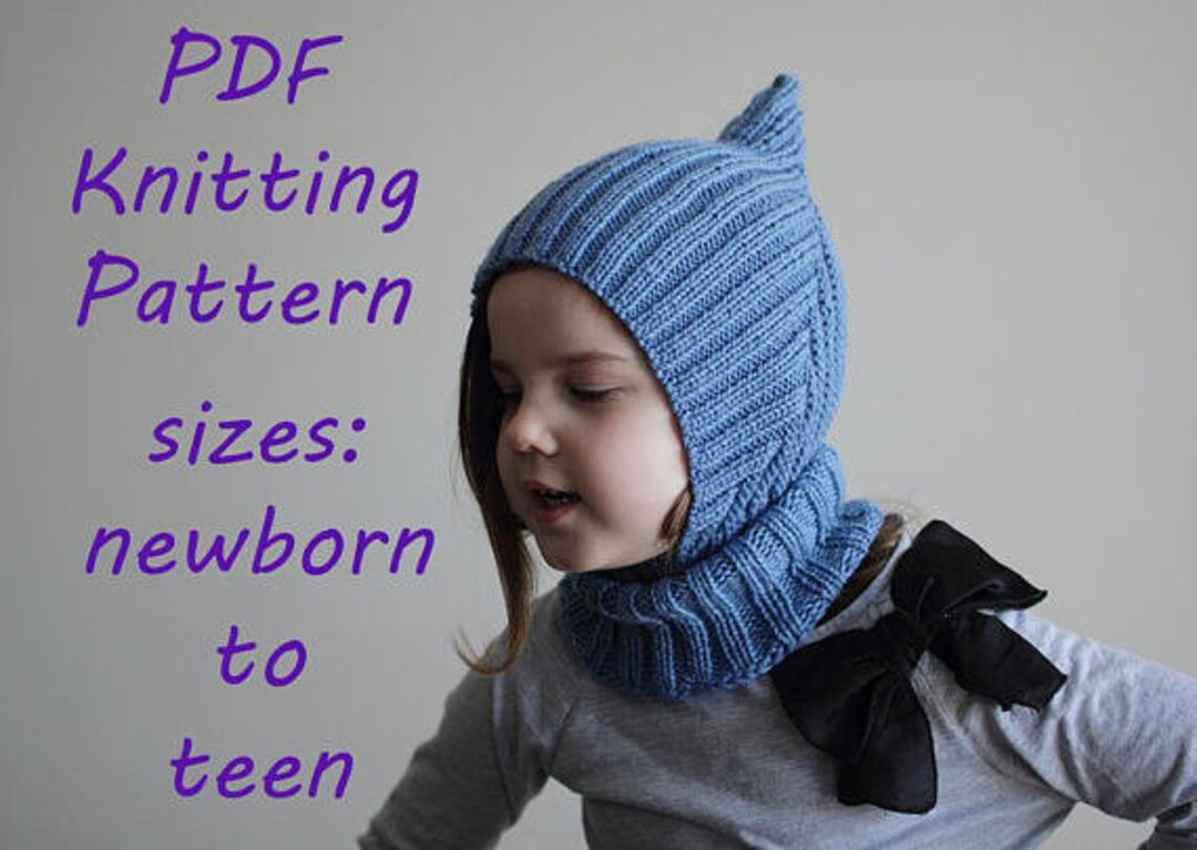 DOWNLOADABLE PDF PATTERN Balaclava Pixie Elf Hat Hooded Scarf Knitting Pattern for Dk Newborn to ...