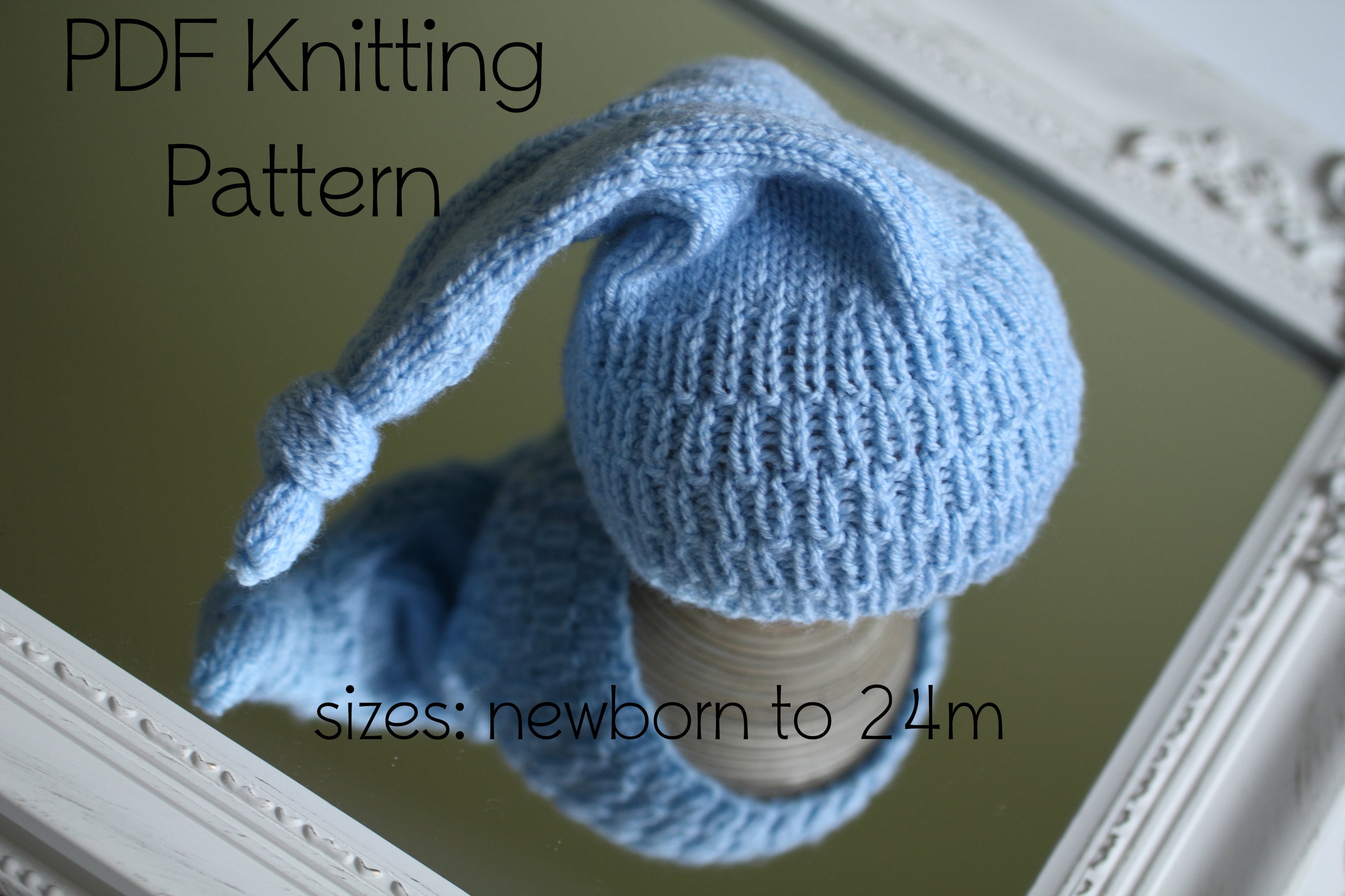 Pdf Knitting Pattern, Knit Sleep Cap Pattern, Knitted Bobble Hat ...
