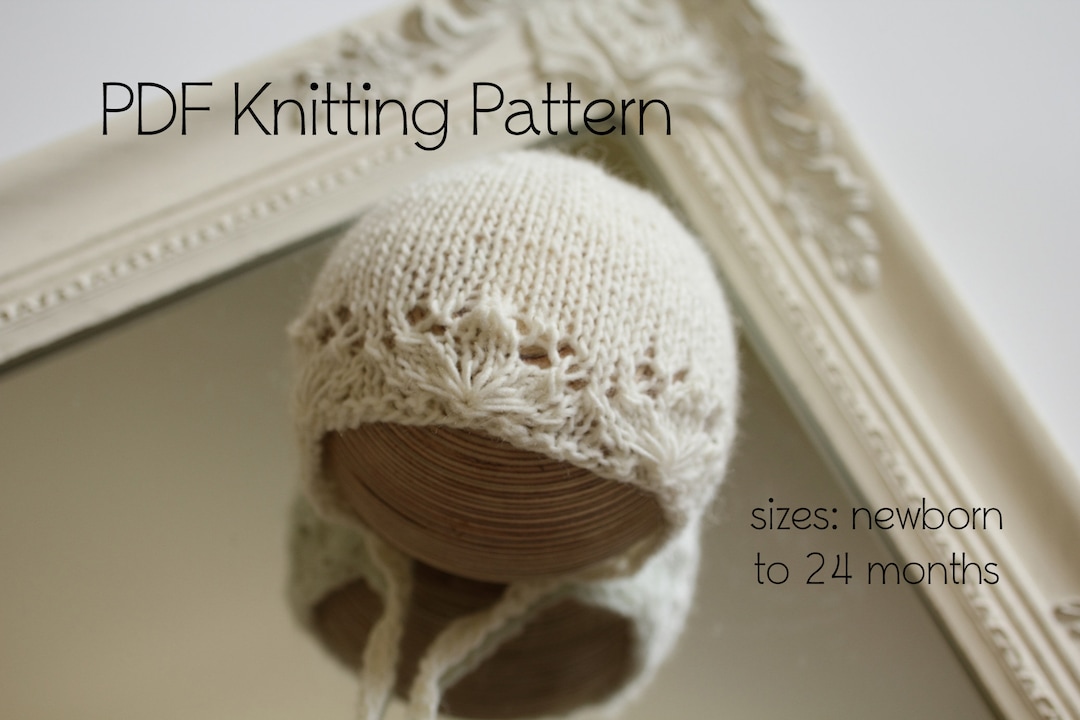 PDF Knitting Pattern, Baby Bonnet Knitting Pattern, Bonnet Pattern ...