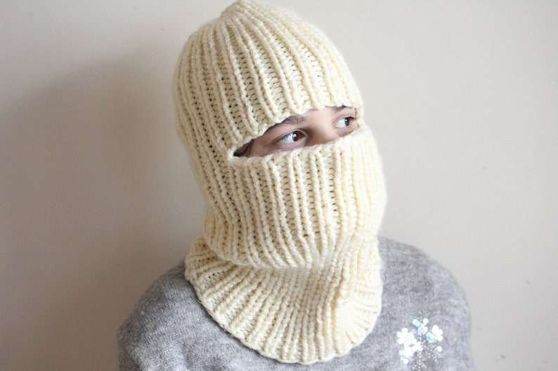 DOWNLOADABLE PDF PATTERN Balaclava Easy Ribbed Hat Hooded Scarf ...
