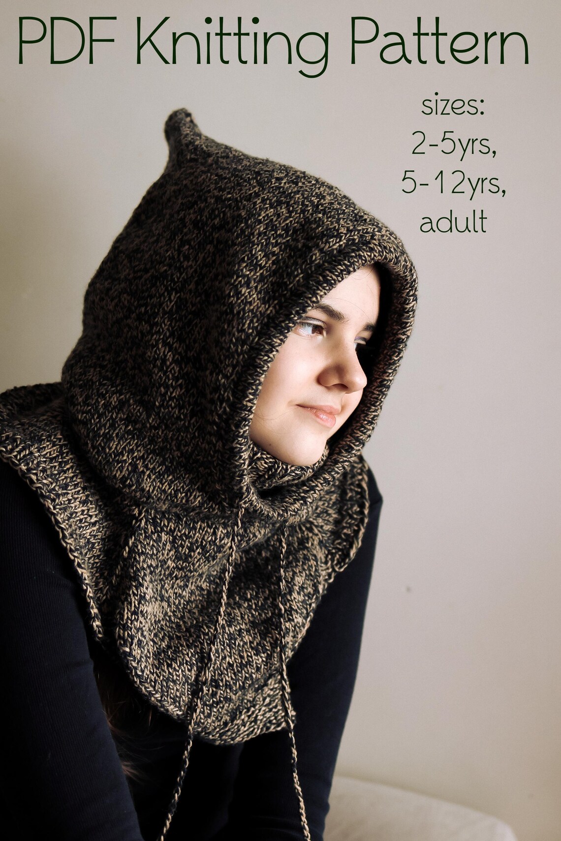 PDF KNITTING PATTERN Cozy Oversized Hood With Neckwarmer, Knit Pixie ...