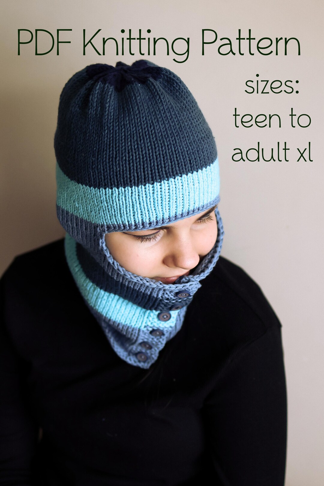 DOWNLOADABLE PDF PATTERN Balaclava Pattern, Balaclava Hat, Knit ...