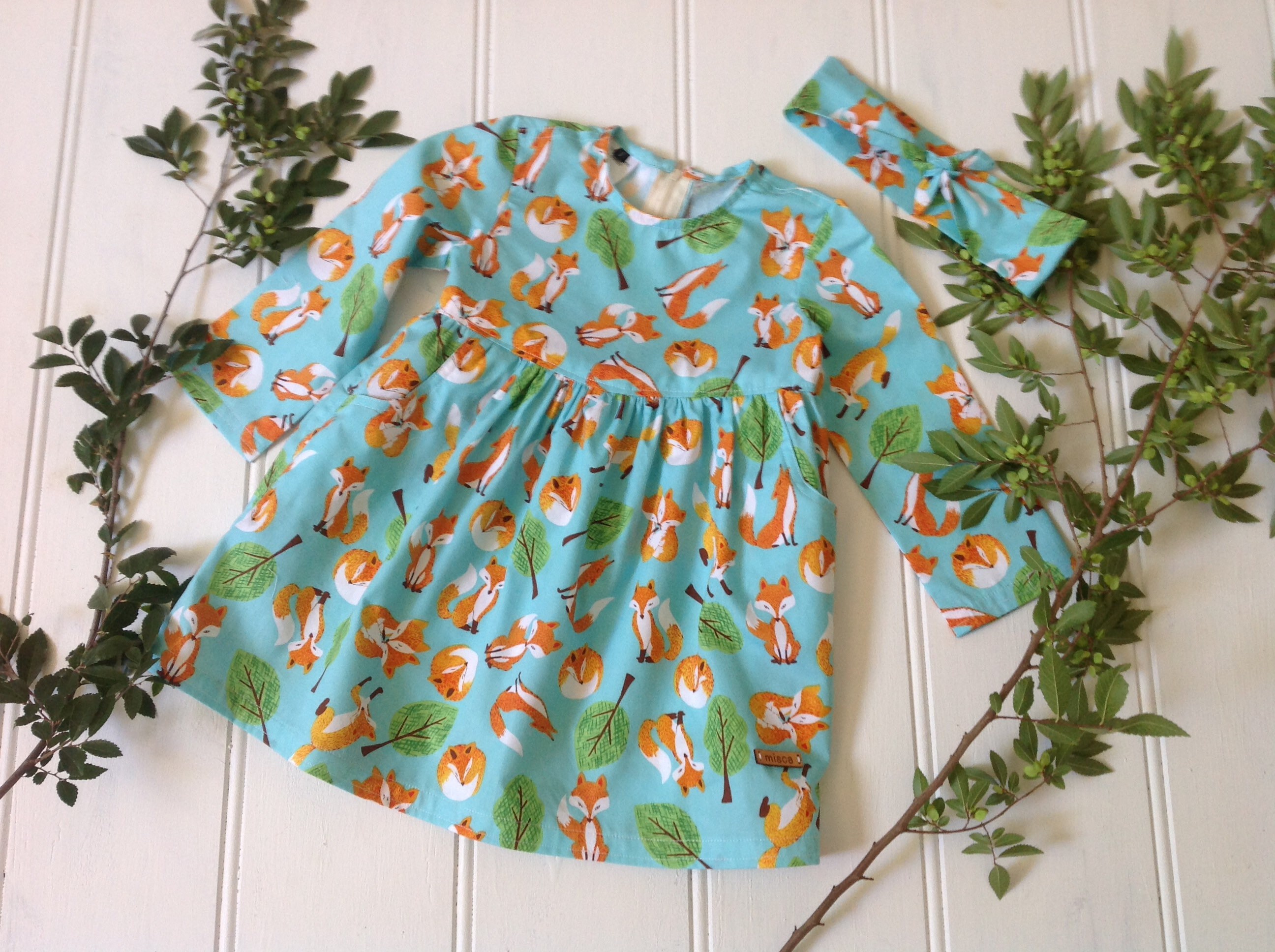 Handmade Organic Cotton Fox Dress With Headband - Size 3 - Etsy