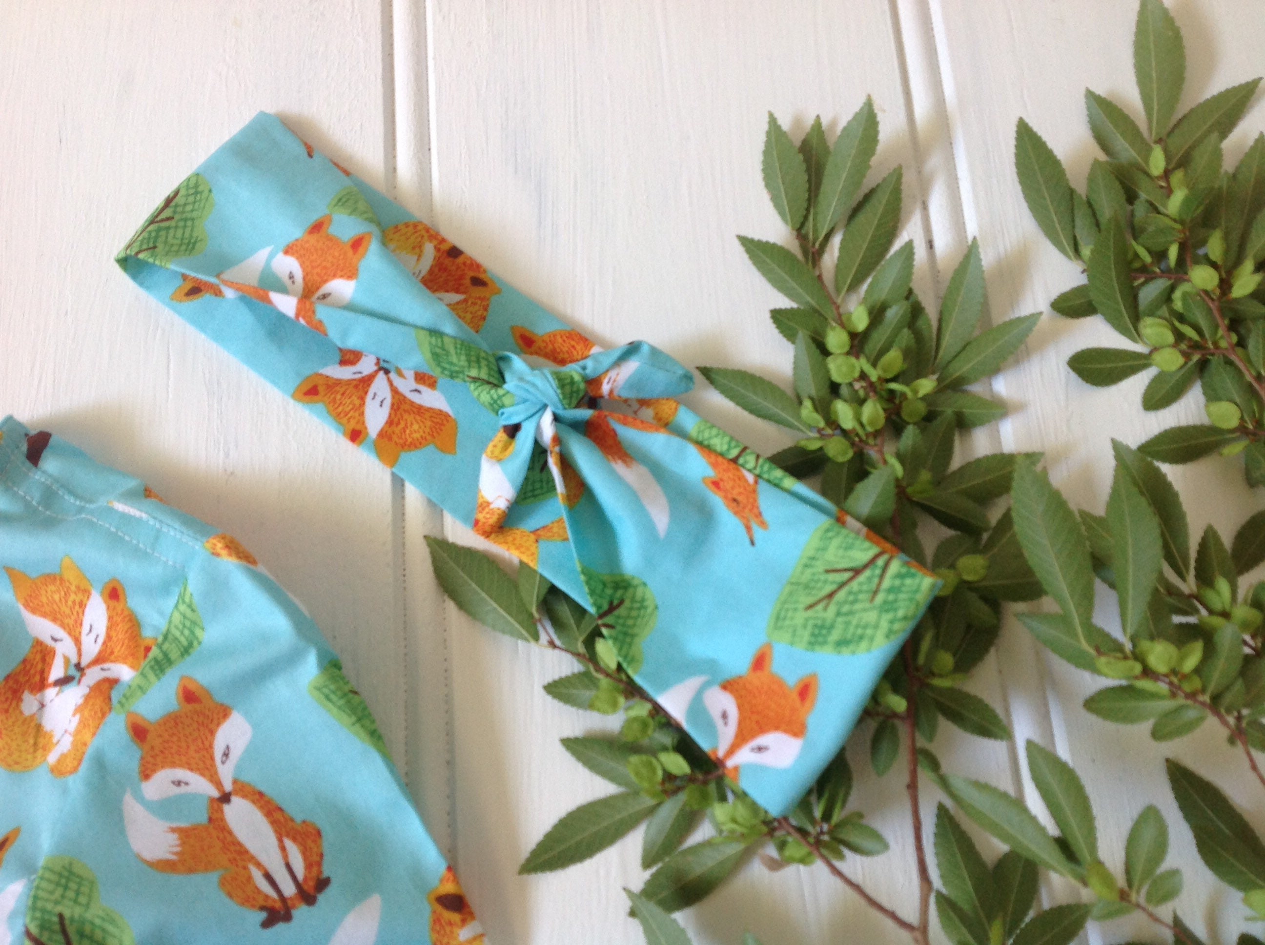 Handmade Organic Cotton Fox Dress With Headband - Size 3 - Etsy