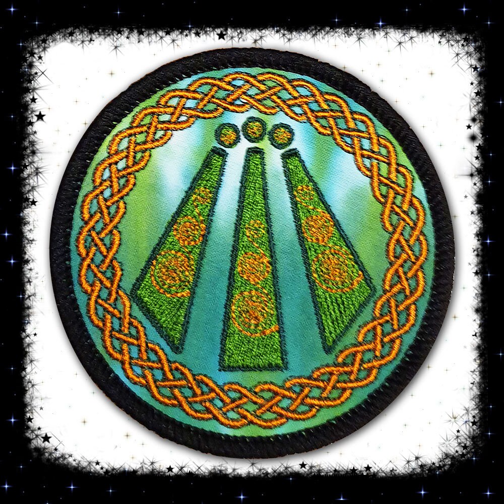 Druid Awen Round Embroidered Sew/iron-on Patch - Choice of Bardic Blue ...