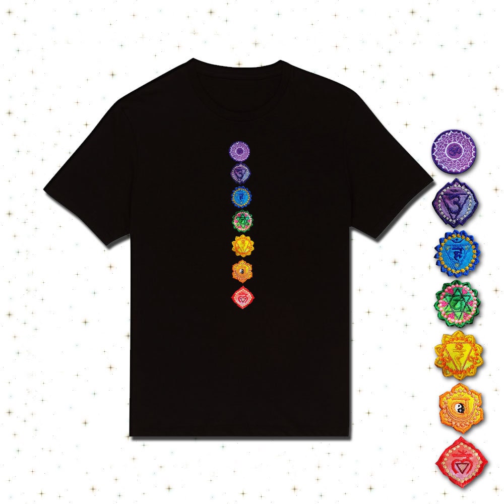 Seven Chakra Symbols Spiritual Yogic Embroidered Unisex T-shirt Unisex ...