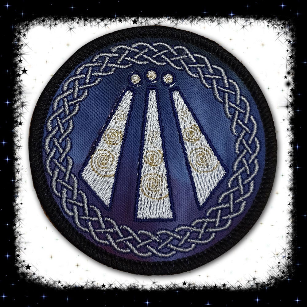 Druid Awen Round Embroidered Sew/iron-on Patch Choice of Bardic Blue ...