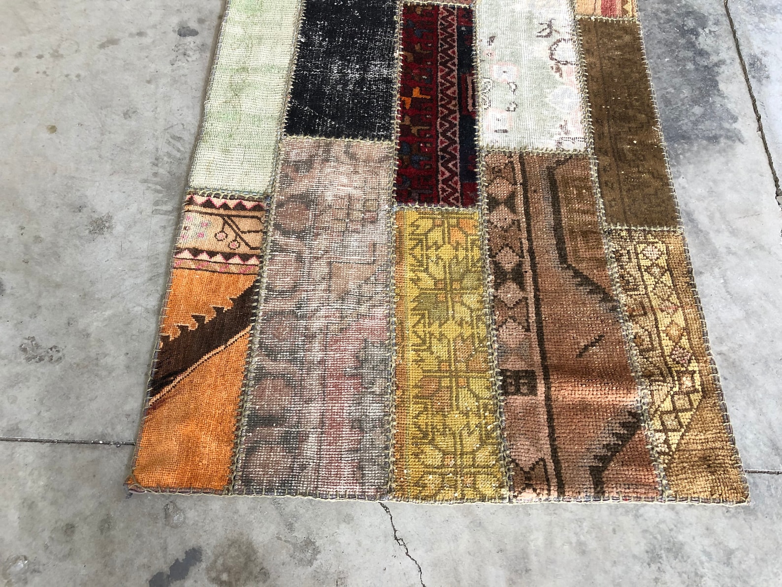 Colorful Patchwork Rug Patchwork Carpet 3.2 x 9.6 ft Oushak | Etsy