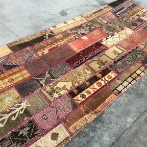 Vintage Patchwork Rug. Turkey Rug Runner, Colorful Runner 4.2x9.4 Ft ...