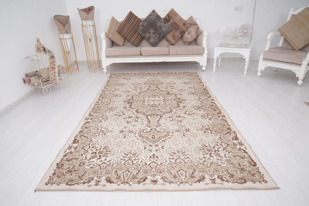 Faded Oushak Rug, Vintage Rug 5x9, Muted Turkish Rug,5x9 Rug,handmade ...