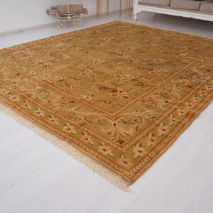 Antique Turkish Rug, Large Vintage Area Rug, Oversize Oushak Rug, 8x9 ...