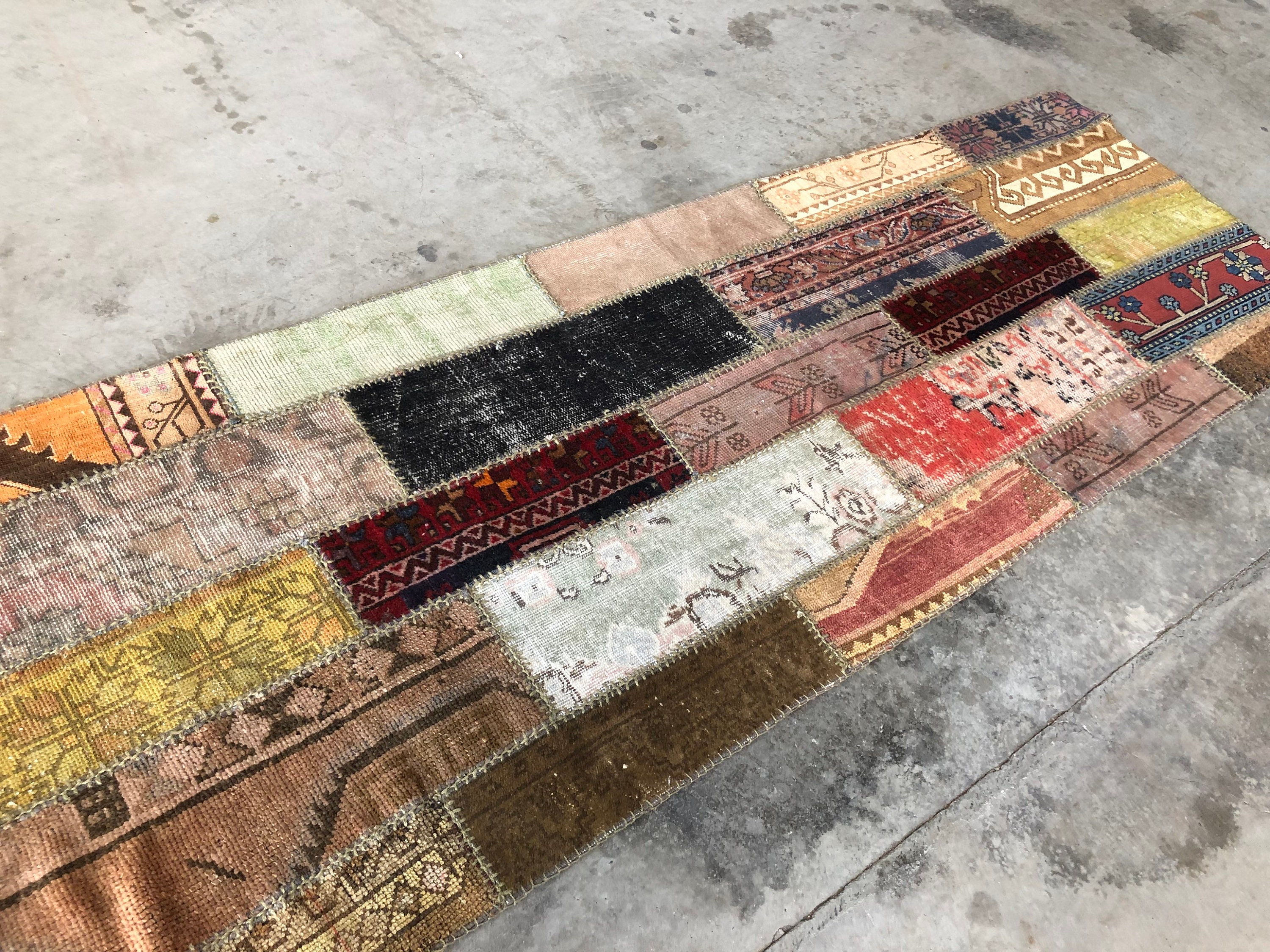 Colorful Patchwork Rug Patchwork Carpet 3.2 x 9.6 ft Oushak | Etsy