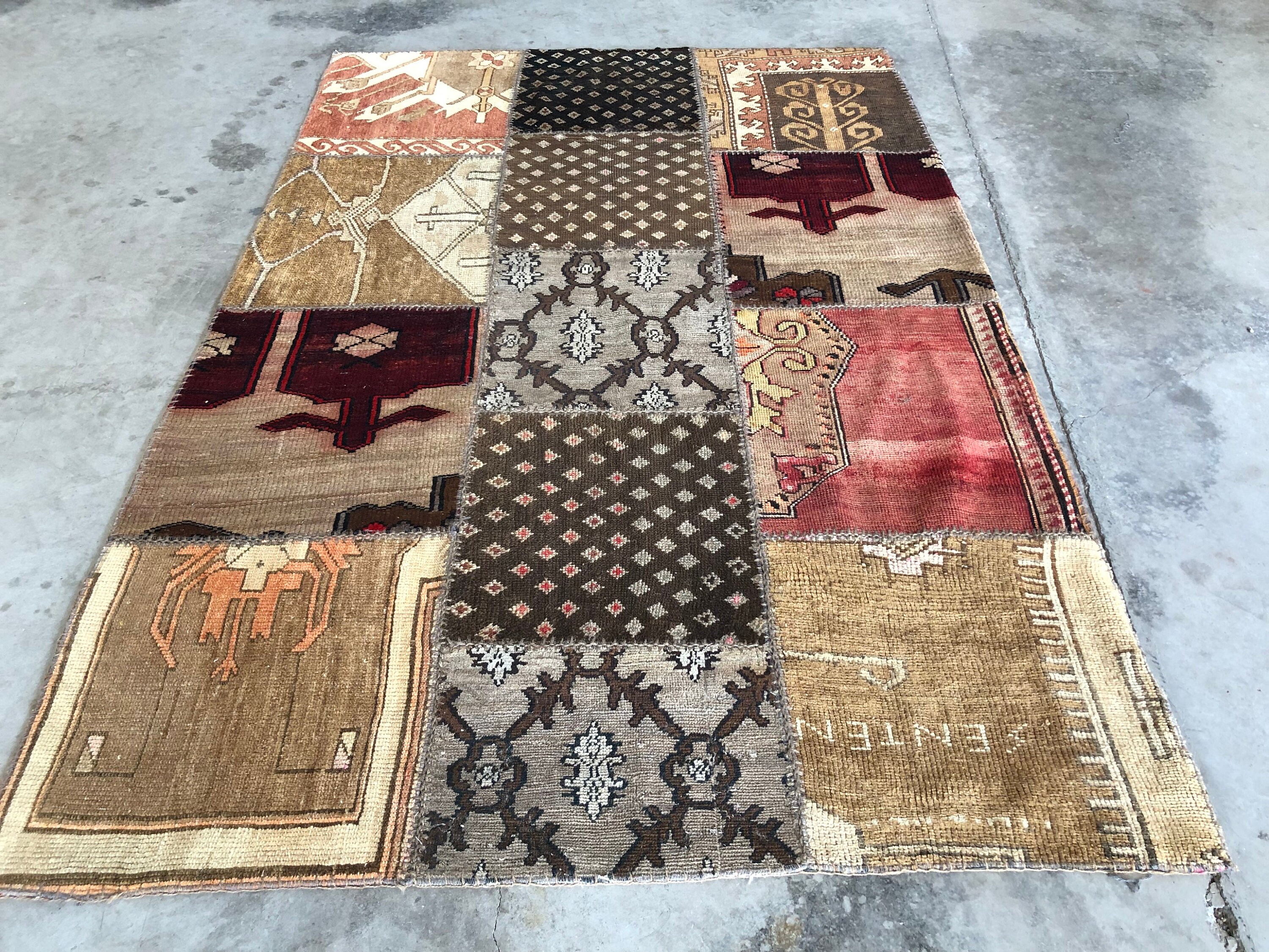 One of a Kind Patchwork Rug. 4.9 x 7.6 ft. Handmade oushak rug | Etsy