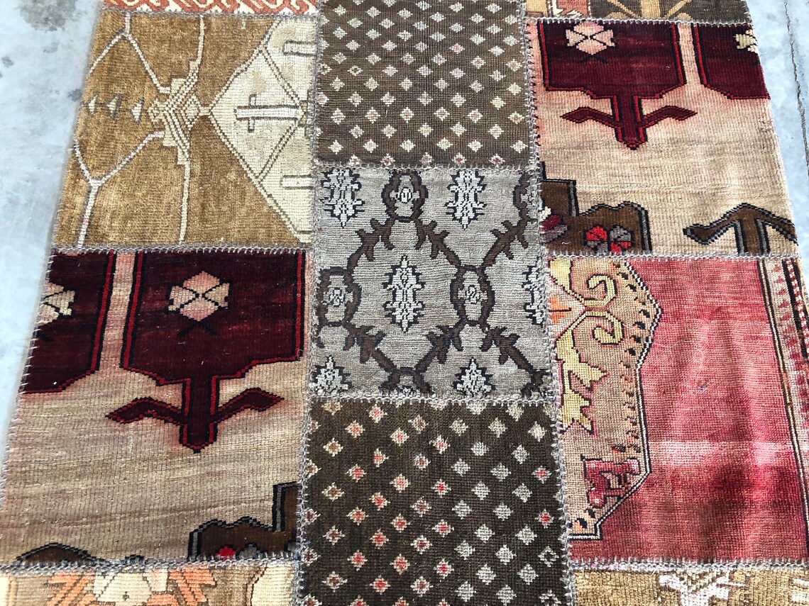One of a Kind Patchwork Rug. 4.9 x 7.6 ft. Handmade oushak rug | Etsy