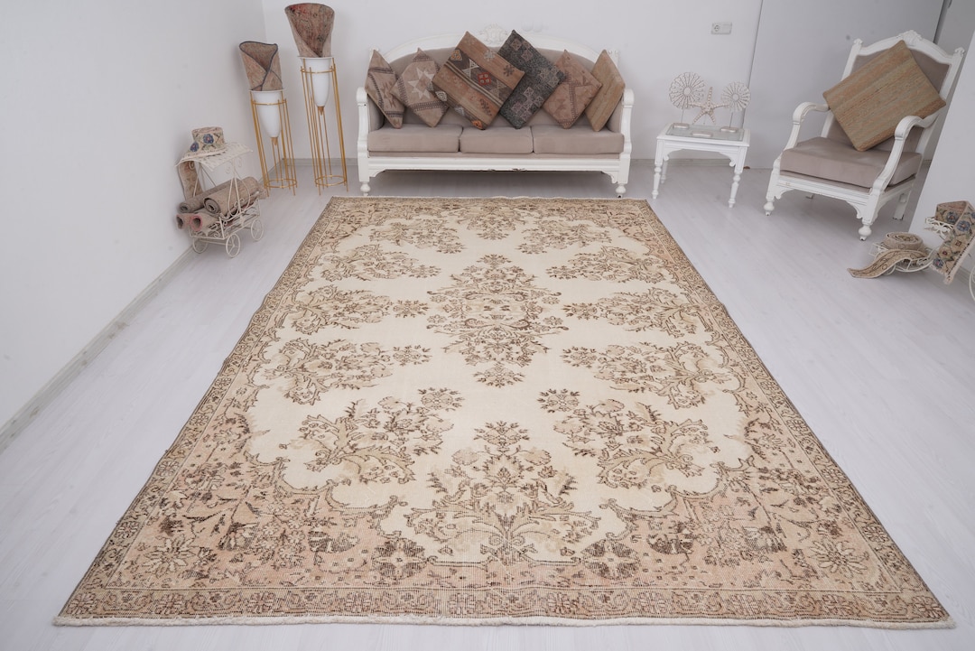 7x11 Rug, Oversize Vintage Rug, Turkish Rug 7x11, Anatolian Rug, Muted ...