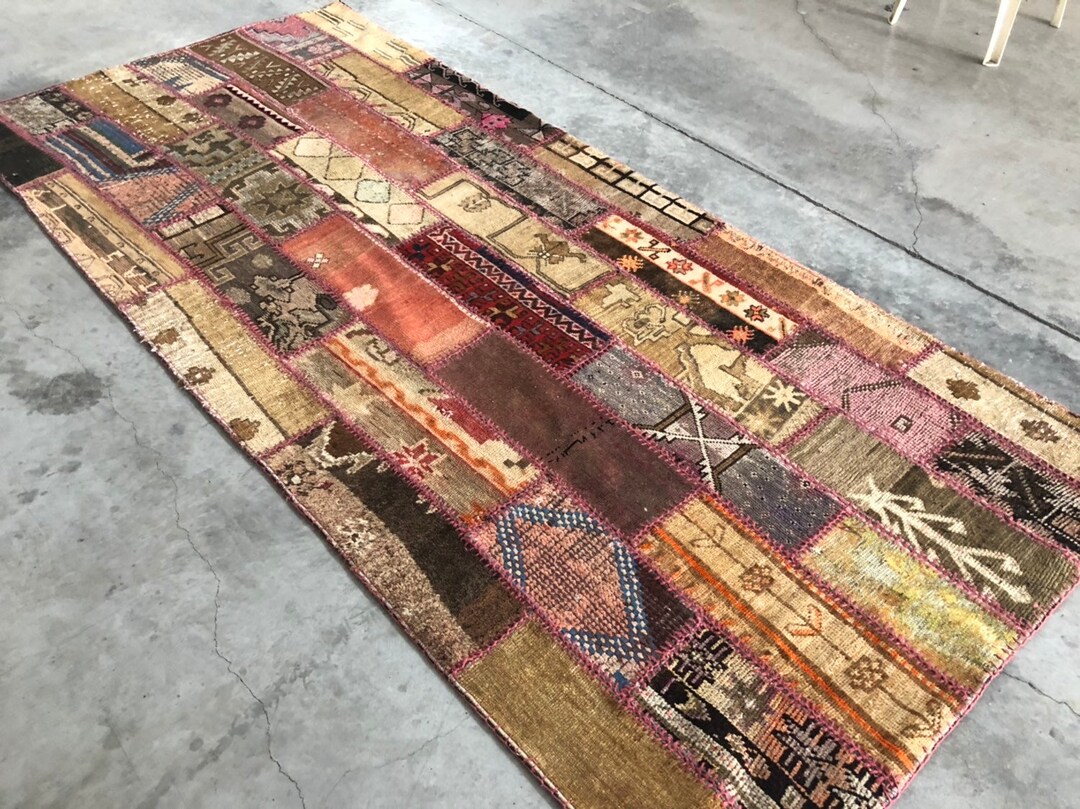 Vintage Patchwork Rug. Turkey Rug Runner, Colorful Runner 4.2x9.4 Ft ...