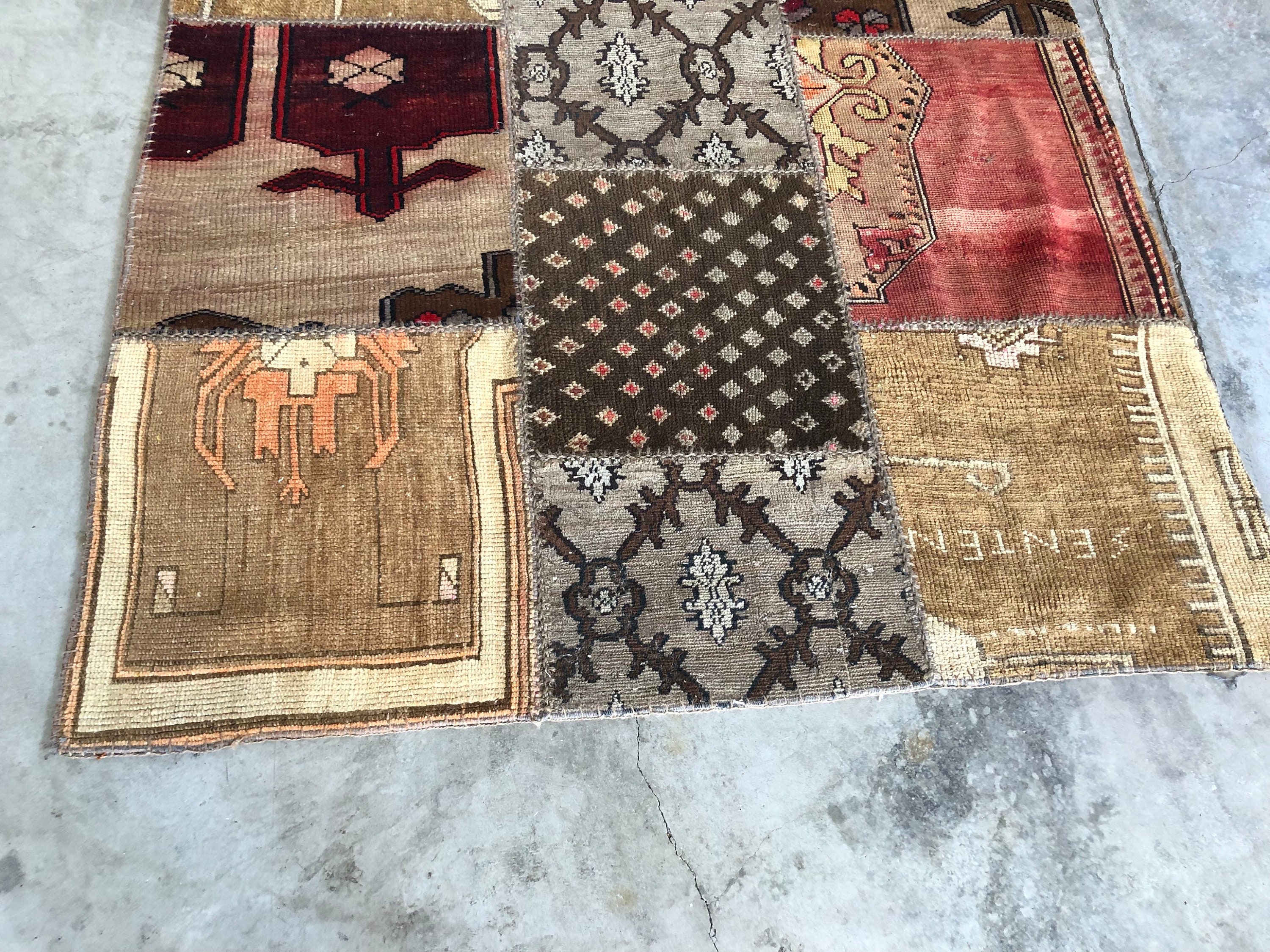 One of a Kind Patchwork Rug. 4.9 x 7.6 ft. Handmade oushak rug | Etsy