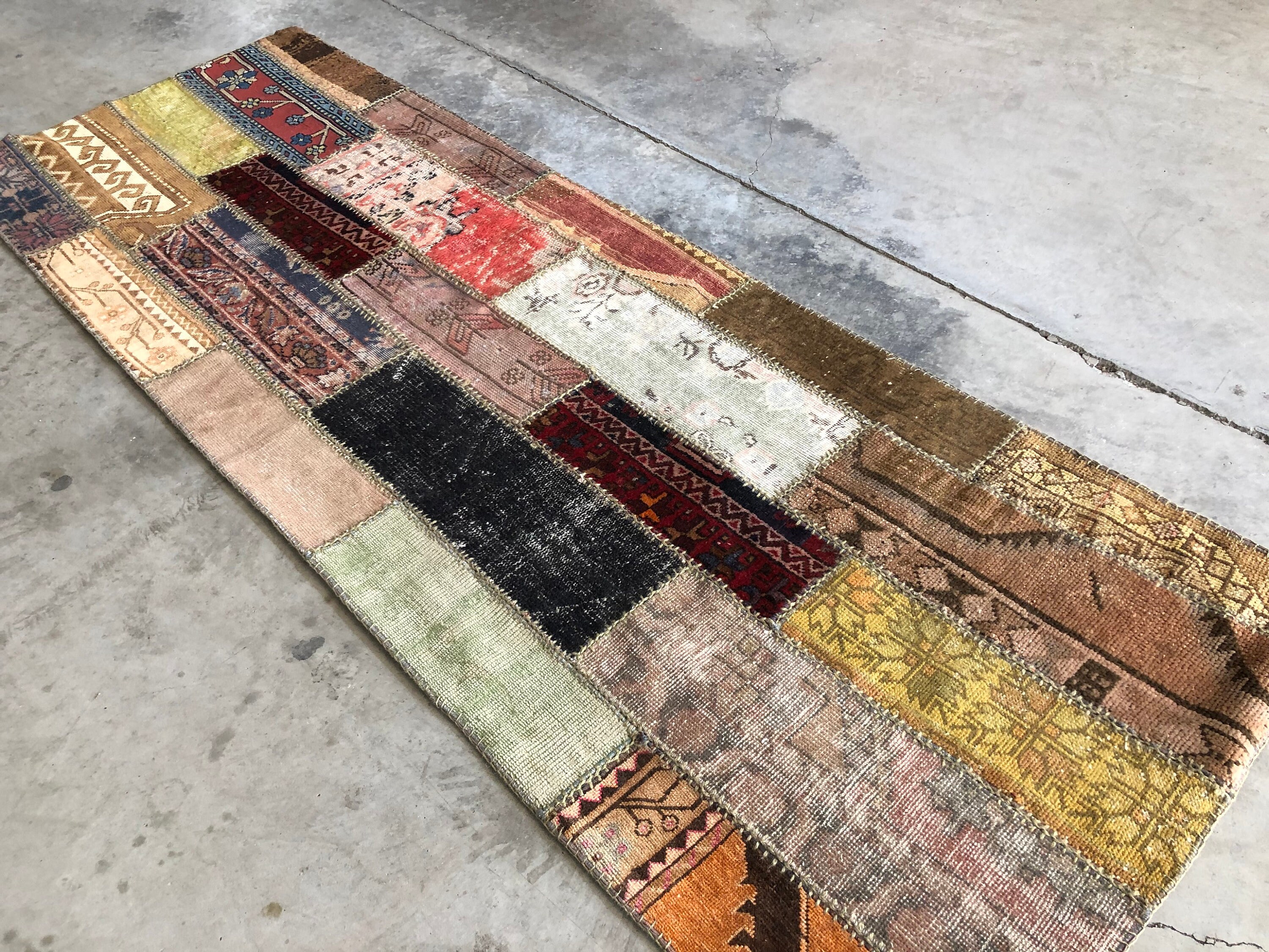 Colorful Patchwork Rug Patchwork Carpet 3.2 x 9.6 ft Oushak | Etsy