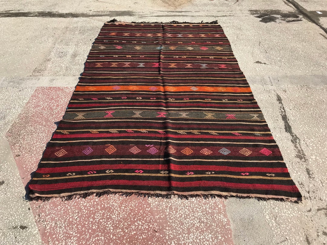 Pastel Kilim Rug, 5’1”x8’8”feet, Colorfull Handmade Tribal Vintage Rug ...