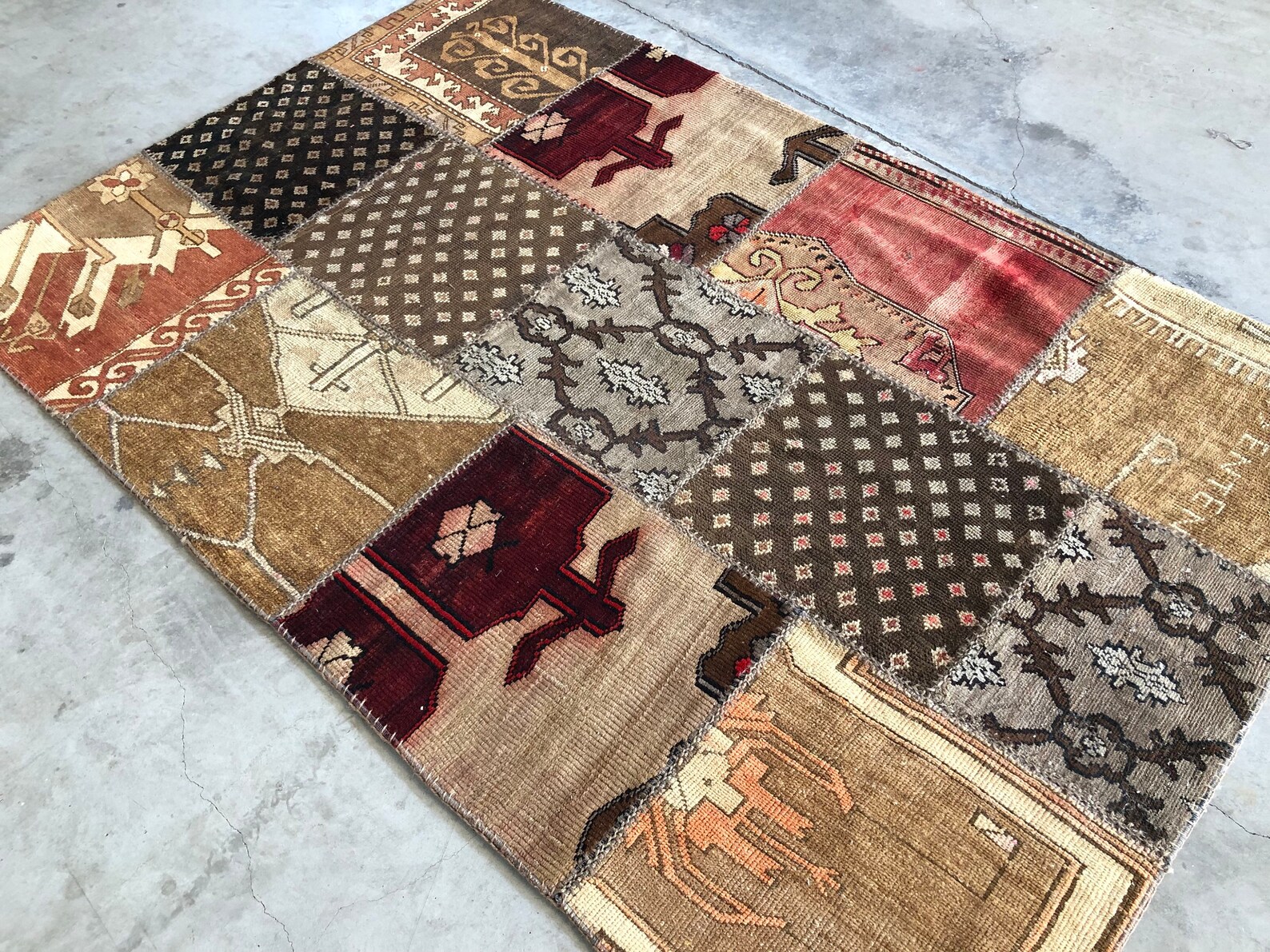 One of a Kind Patchwork Rug. 4.9 x 7.6 ft. Handmade oushak rug | Etsy