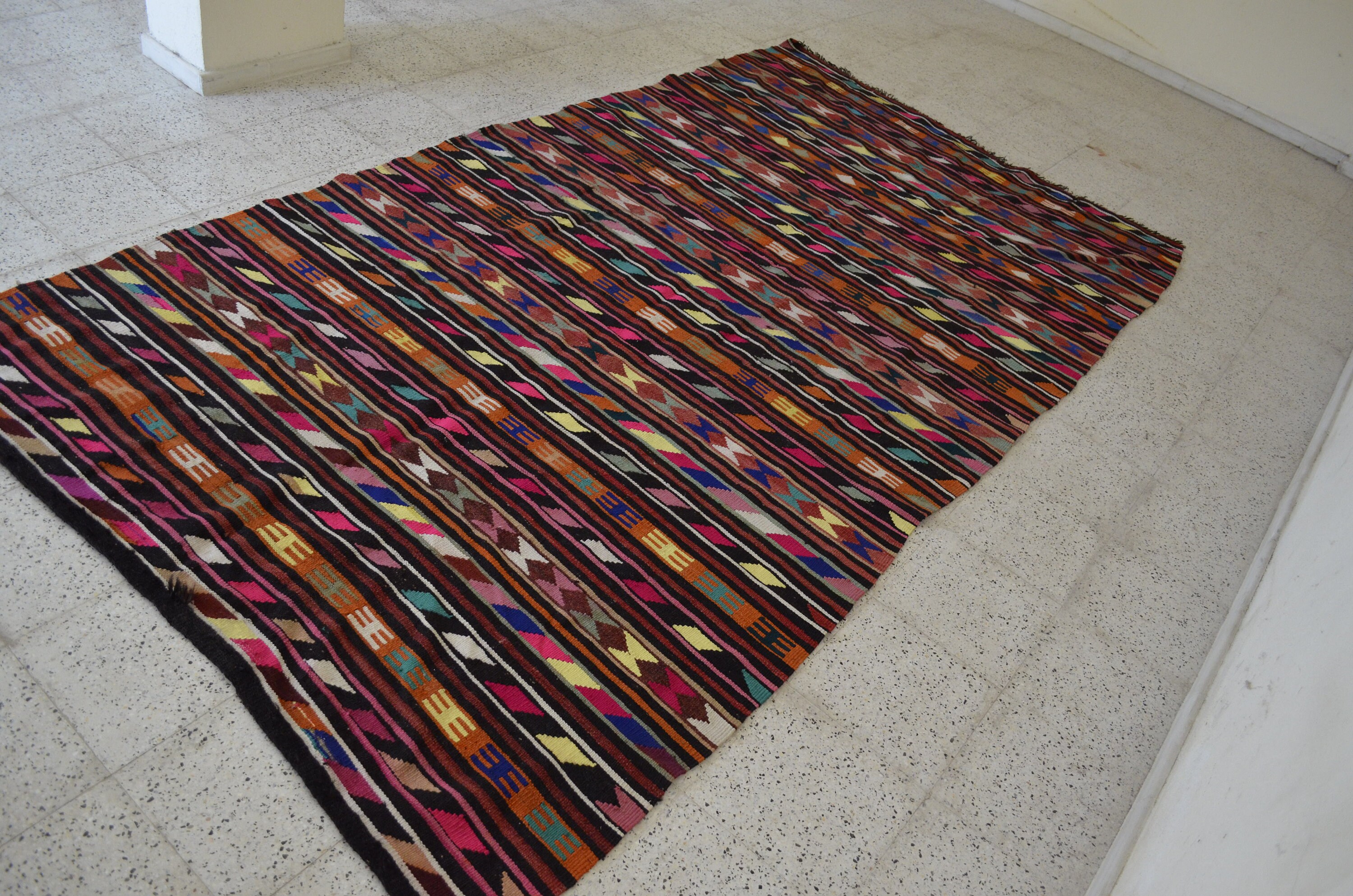 Boho Carpet Loomed Boho Carpet Runner Distressed Vintage Carpet Orange ...