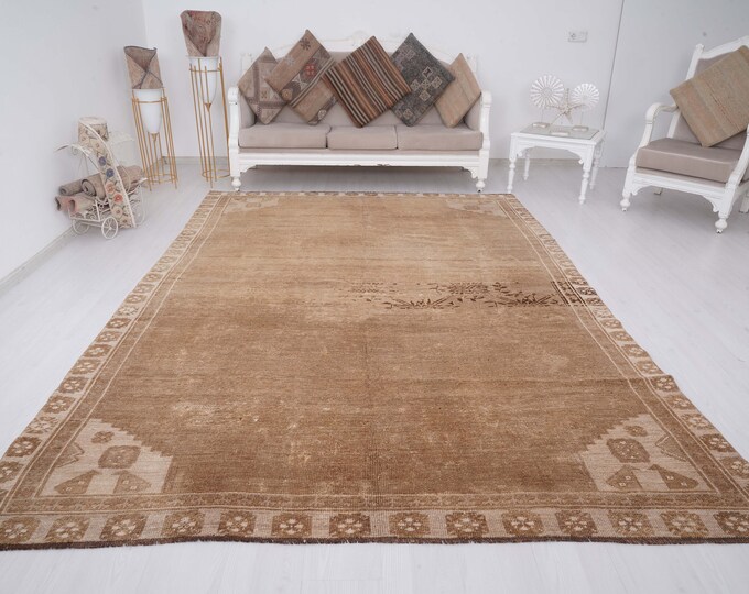 7x10 Rug, Turkish Vintage Rug, Oversize Rug, Large Turkish Rug, Oushak ...