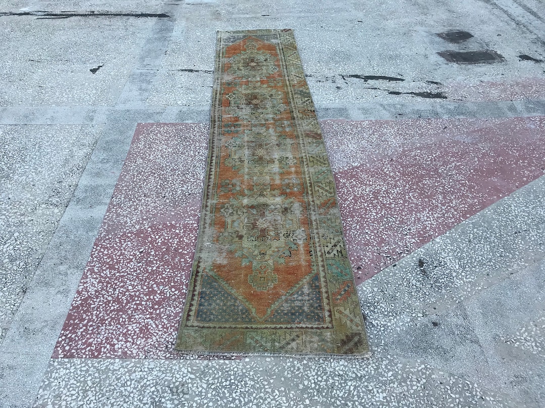 Corridor Rug, Turkish Rug, 2.0x9.4 Ft, Vintage Rug, Oushak Rug ...