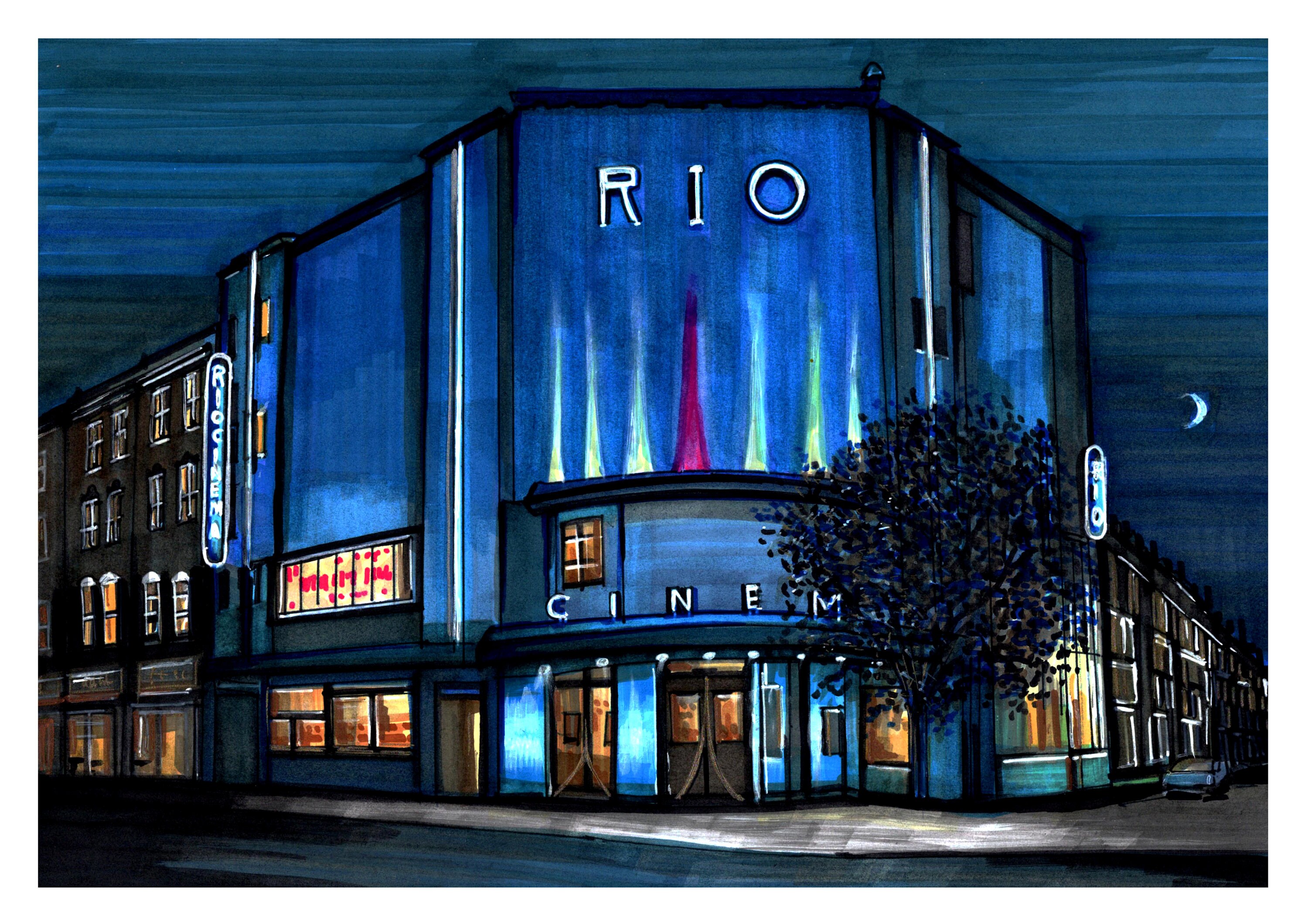 Illustration of Rio Cinema, Dalston, London - Etsy New Zealand