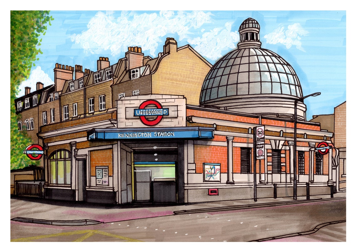Illustration of Kennington Underground Station, Northern Line, South ...